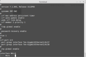 IRF stack configuration (2 x HPE 5130 switches) - Thuong