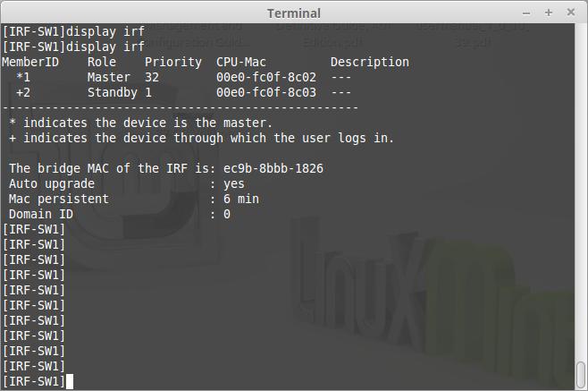 IRF stack configuration (2 x HPE 5130 switches) - Thuong