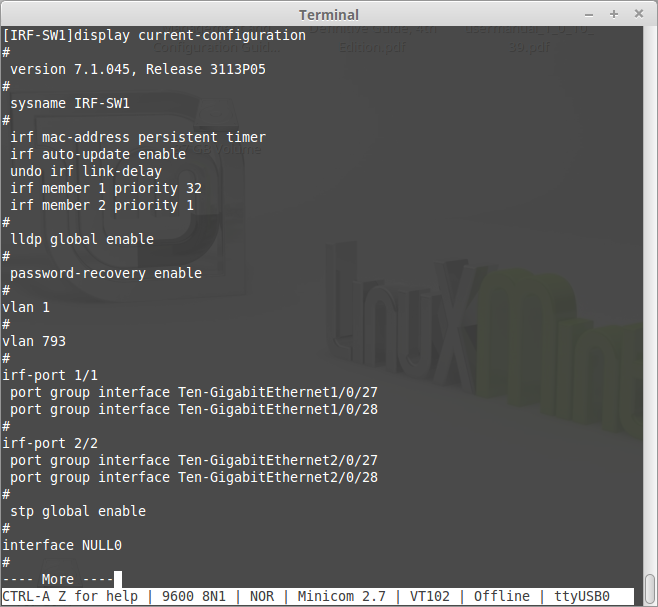 IRF stack configuration (2 x HPE 5130 switches) – Thuong